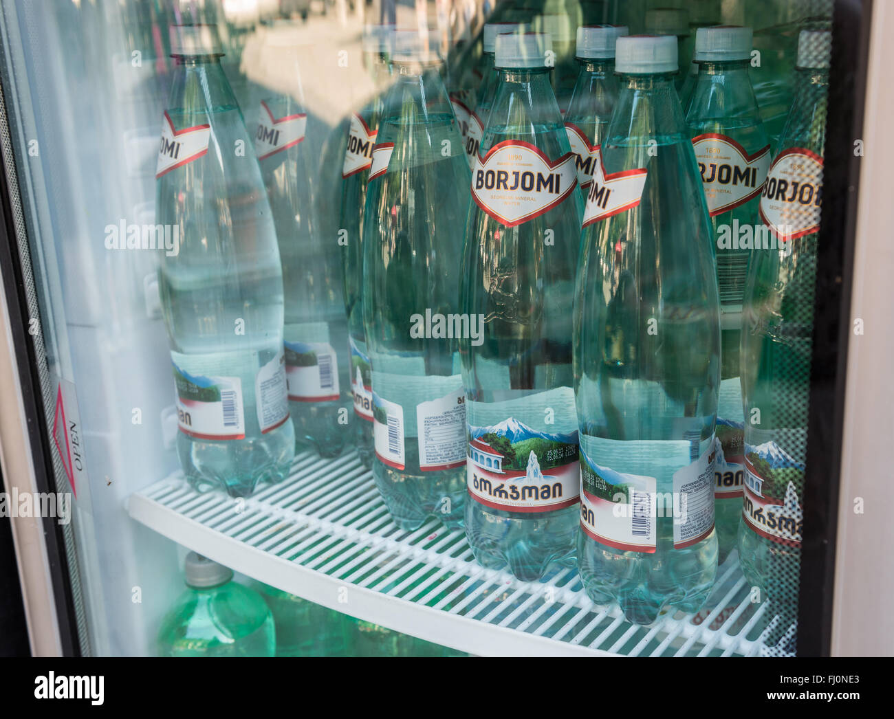 Borjomi mineral water in shop in Borjomi resort town, Samtskhe ...