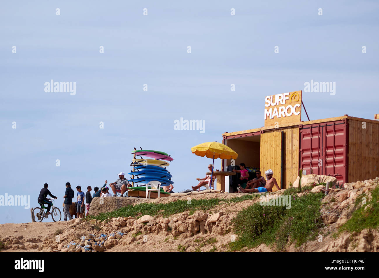 Surf shop on 'Tamraght' Beach in Morroco Stock Photo - Alamy