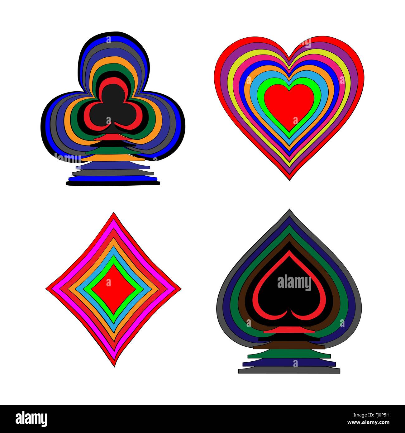 Textured four card suits isolated on white. Cards deck. Digital ...