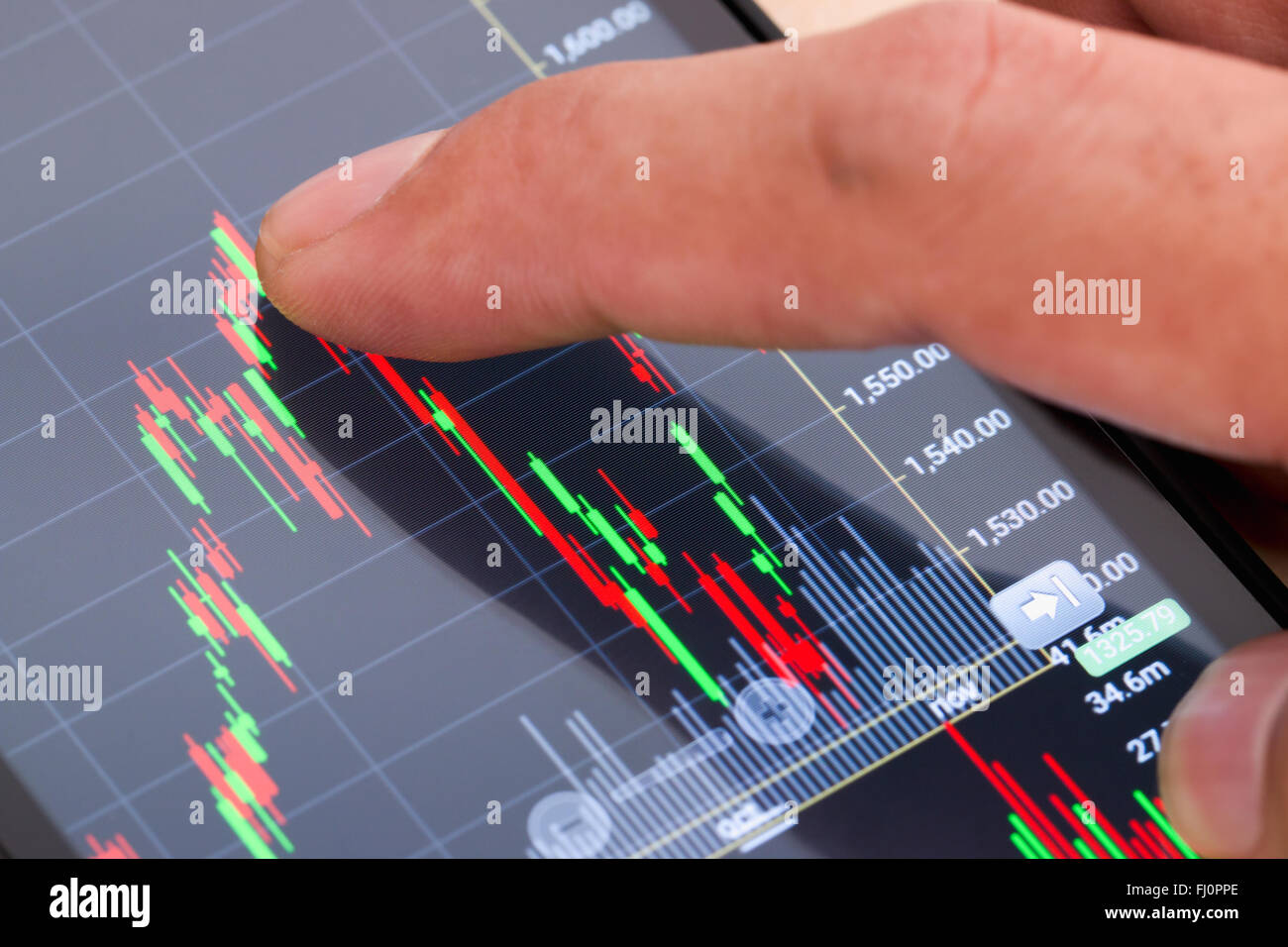 Trading on stock market with smartphone. Closeup photo Stock Photo - Alamy