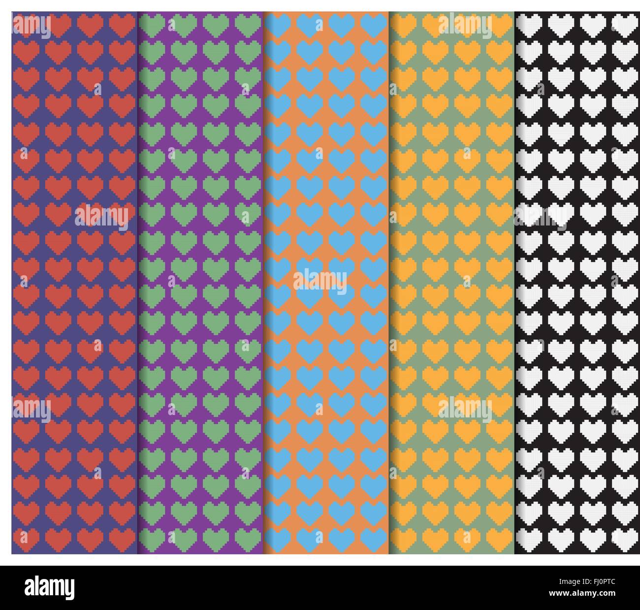 Small colorful hearts on lined backdrop of various colors. Digital ...
