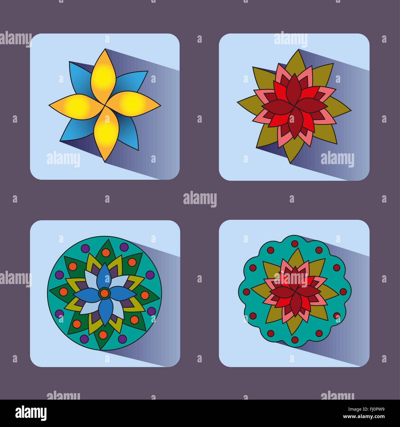 Colorful geometric floral icons. Digital background vector illustration ...