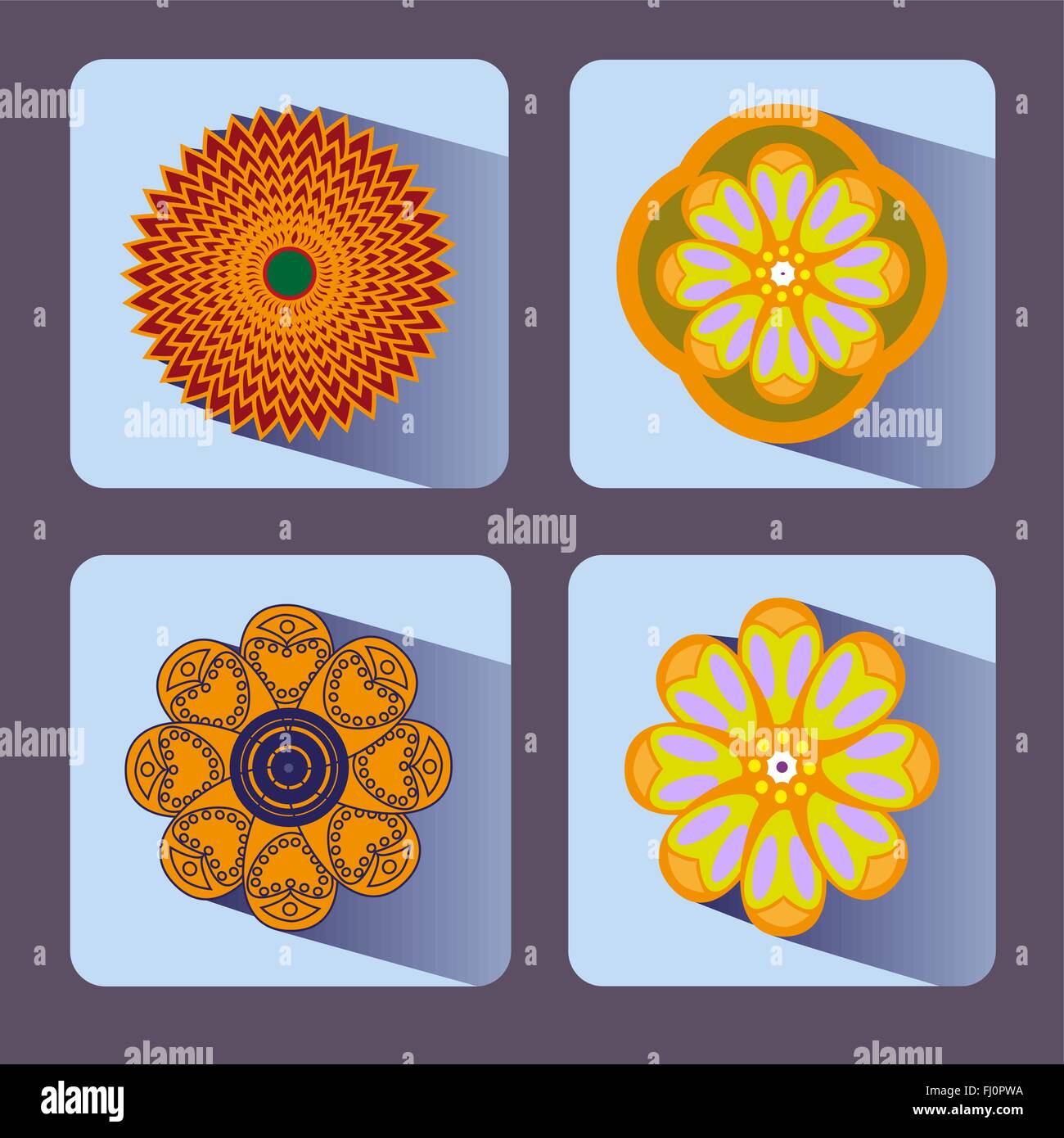 Orange floral icons. Digital background vector illustration Stock ...