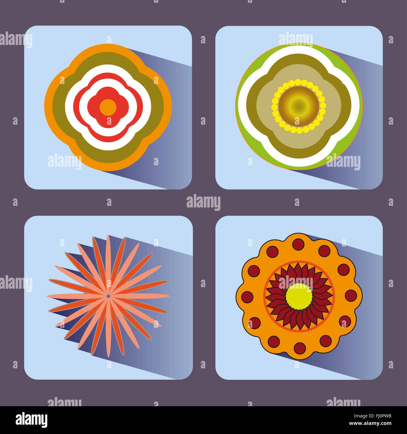 Round floral icons. Digital background vector illustration Stock Vector ...