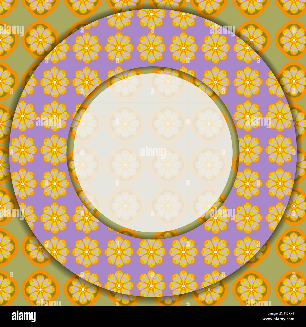 Circular photo frame on floral pattern backdrop. Digital background ...