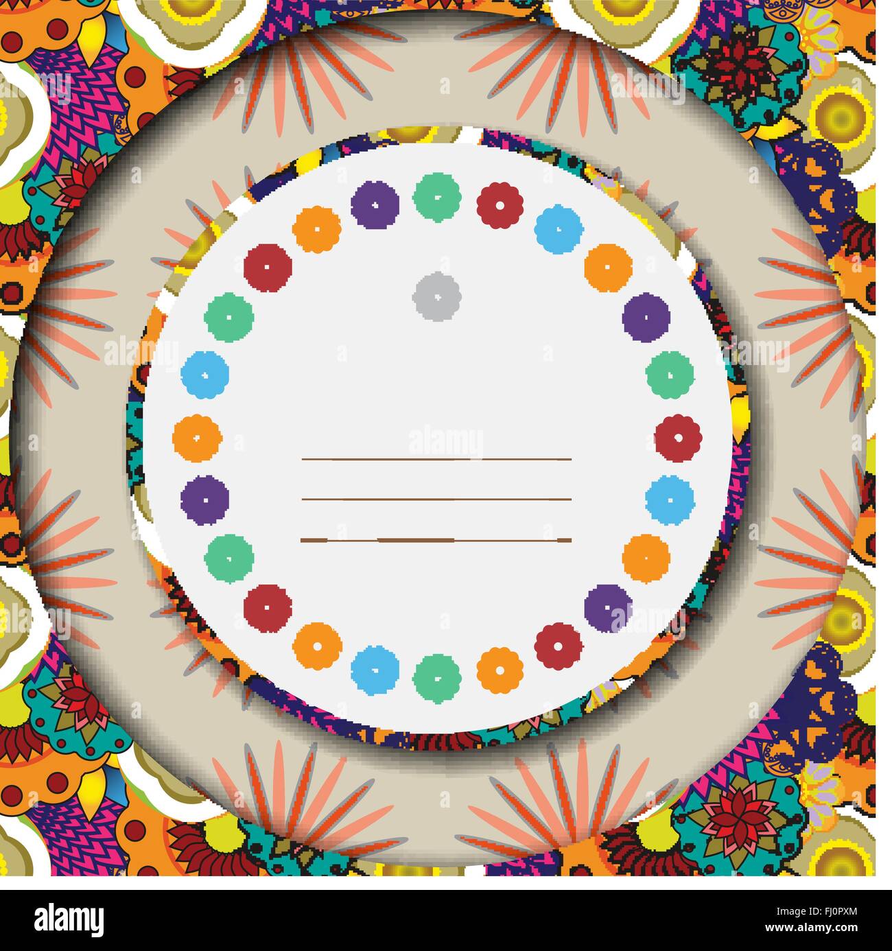 Invitation greeting card with flowers of various colors and shapes on ...