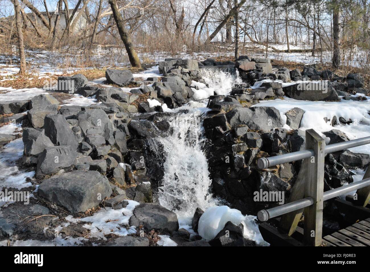 Waterfall During Winter Stock Photo - Alamy