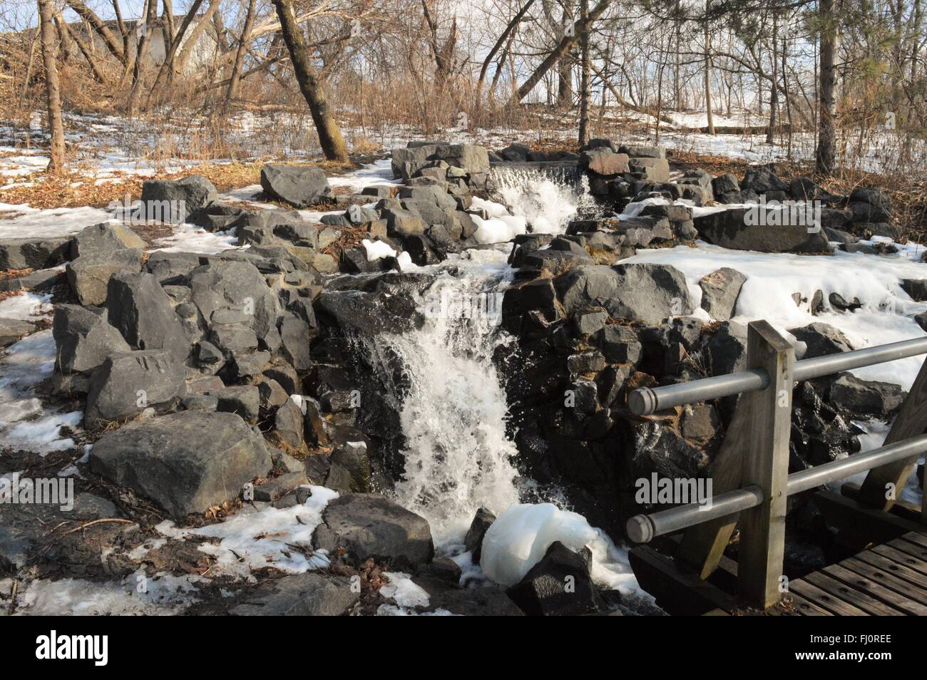 Waterfall During Winter Stock Photo - Alamy