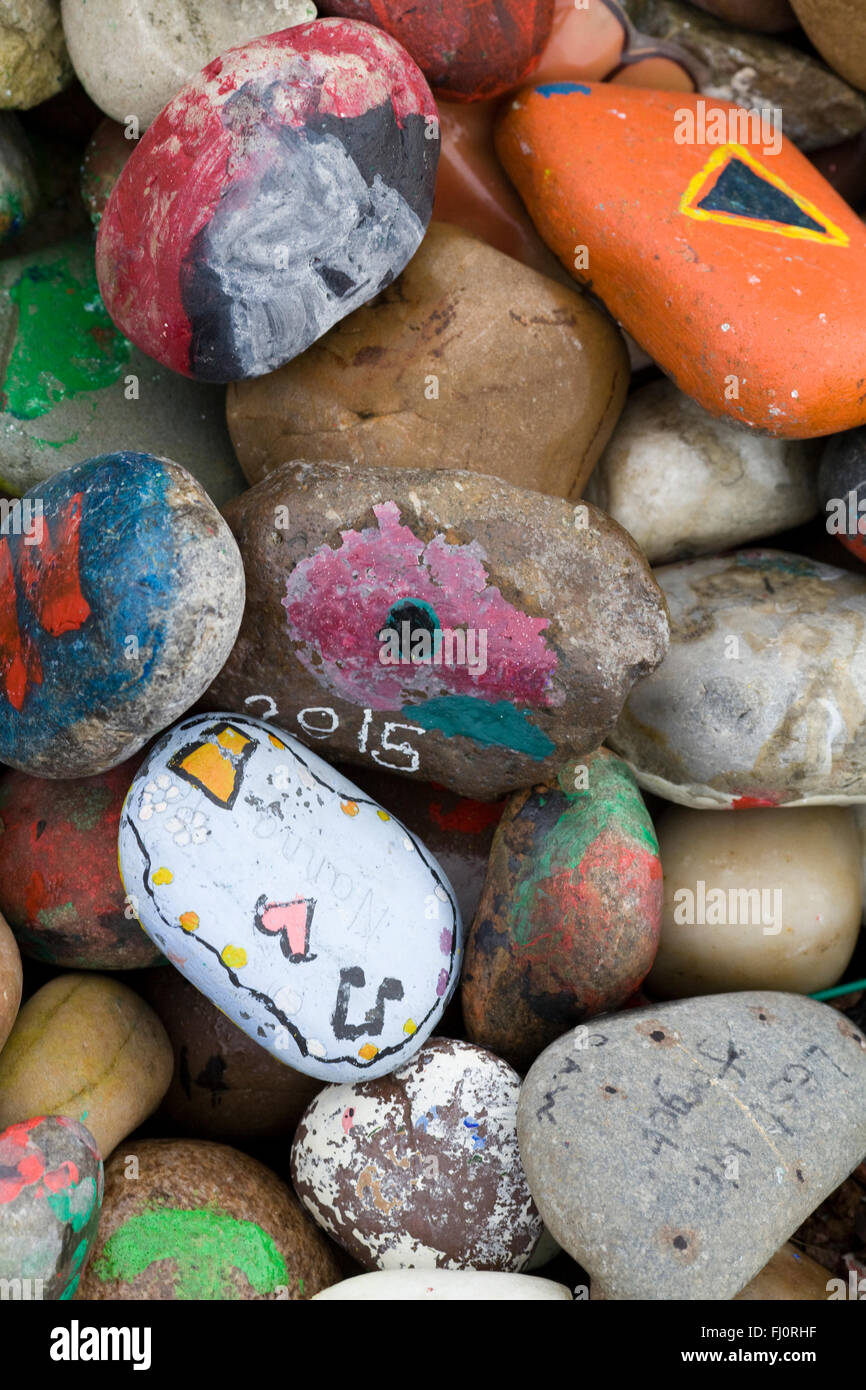 Hand Painted Remembrance Stones in a Graveyard Stock Photo - Alamy
