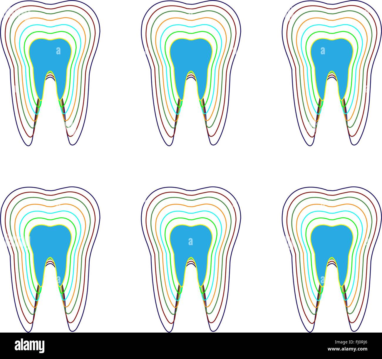 Multiple teeth silhouette on white backdrop. Digital background vector ...