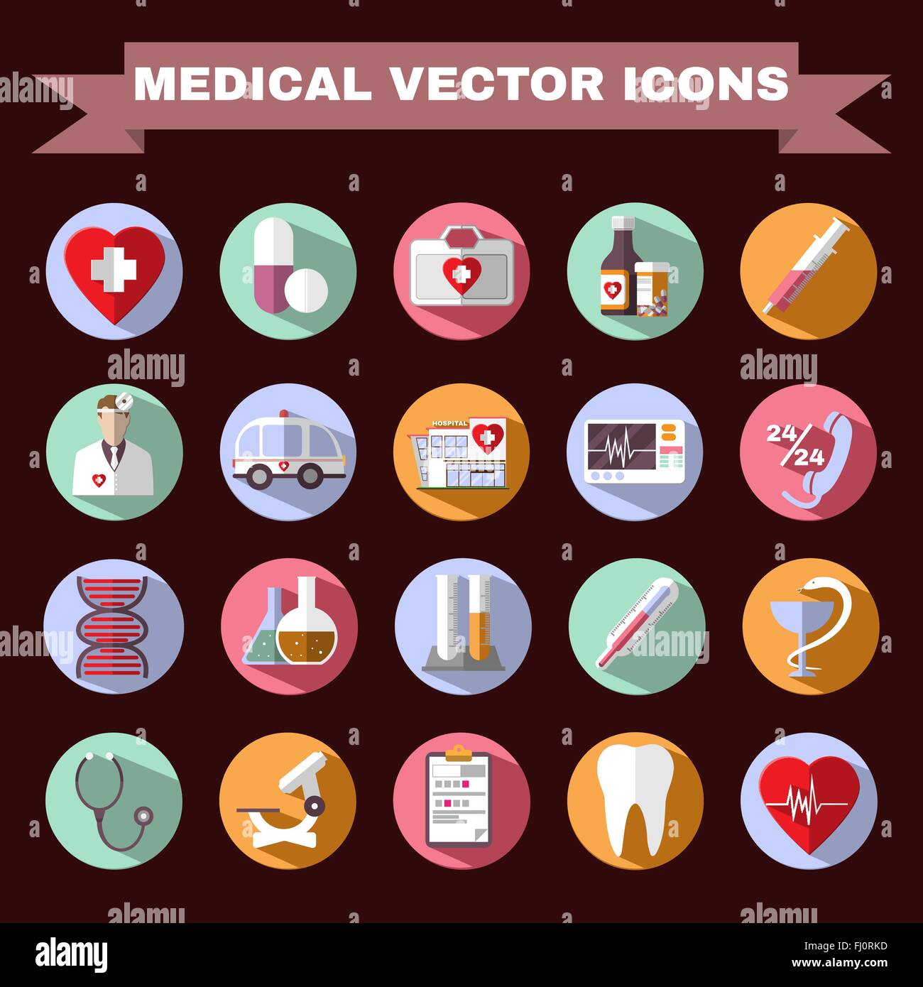Healthcare. Colorful Medical Vector Icons Set. Digital background ...