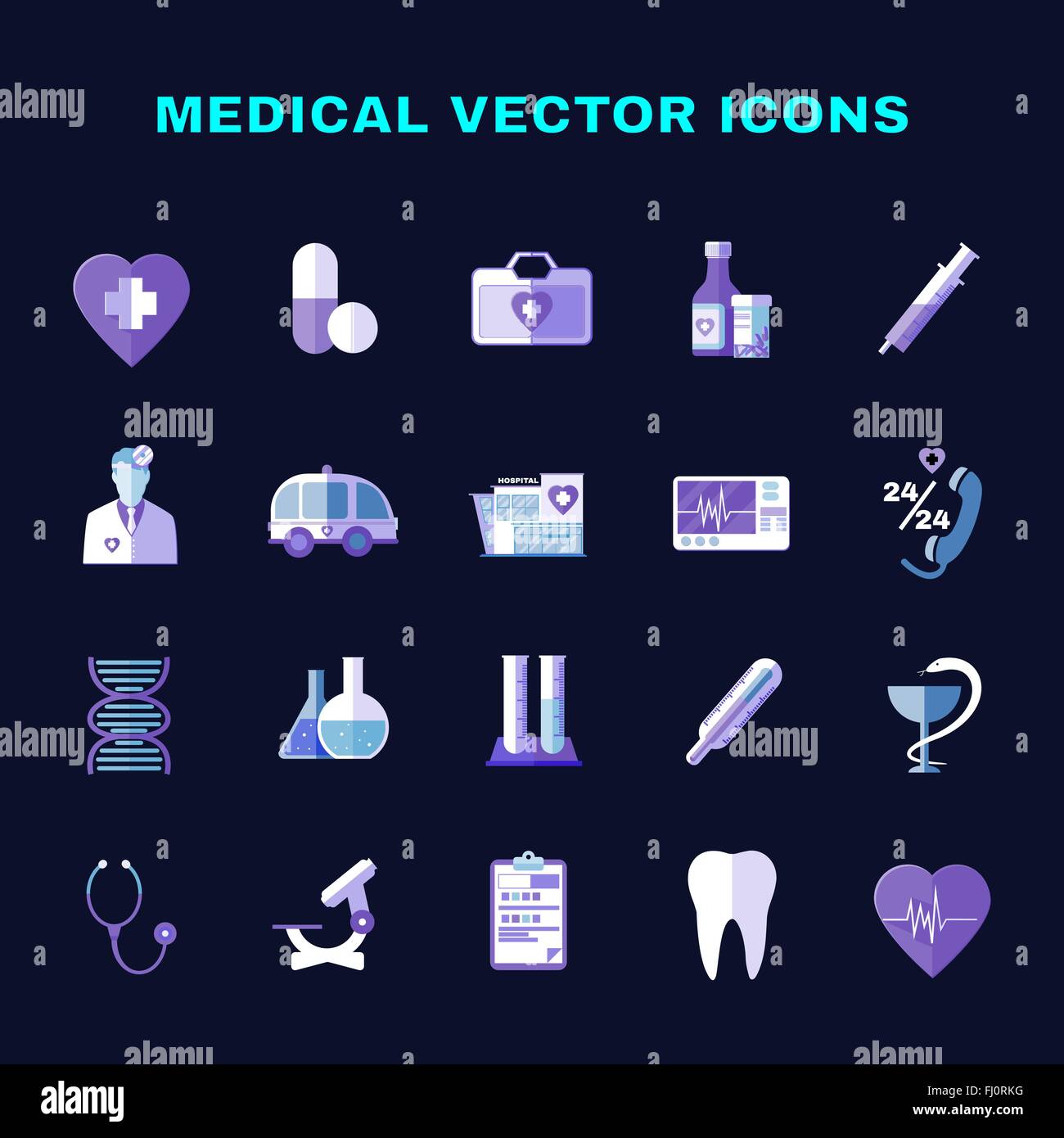 Healthcare. Colorful Medical Vector Icons Set. Digital background ...