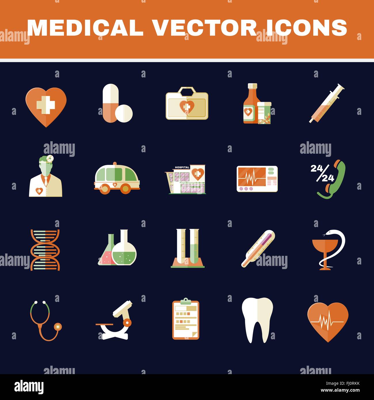 Healthcare. Colorful Medical Vector Icons Set. Digital background ...
