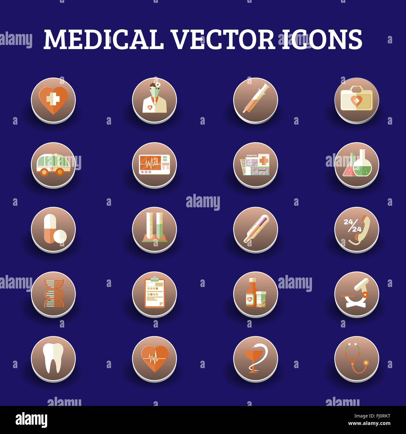 Healthcare. Colorful Medical Vector Icons Set. Digital background ...