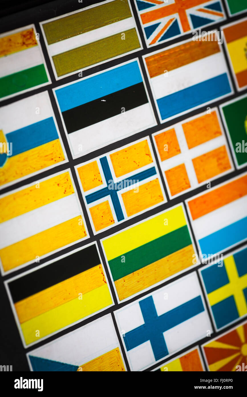 Color image of many country flags stickers Stock Photo - Alamy