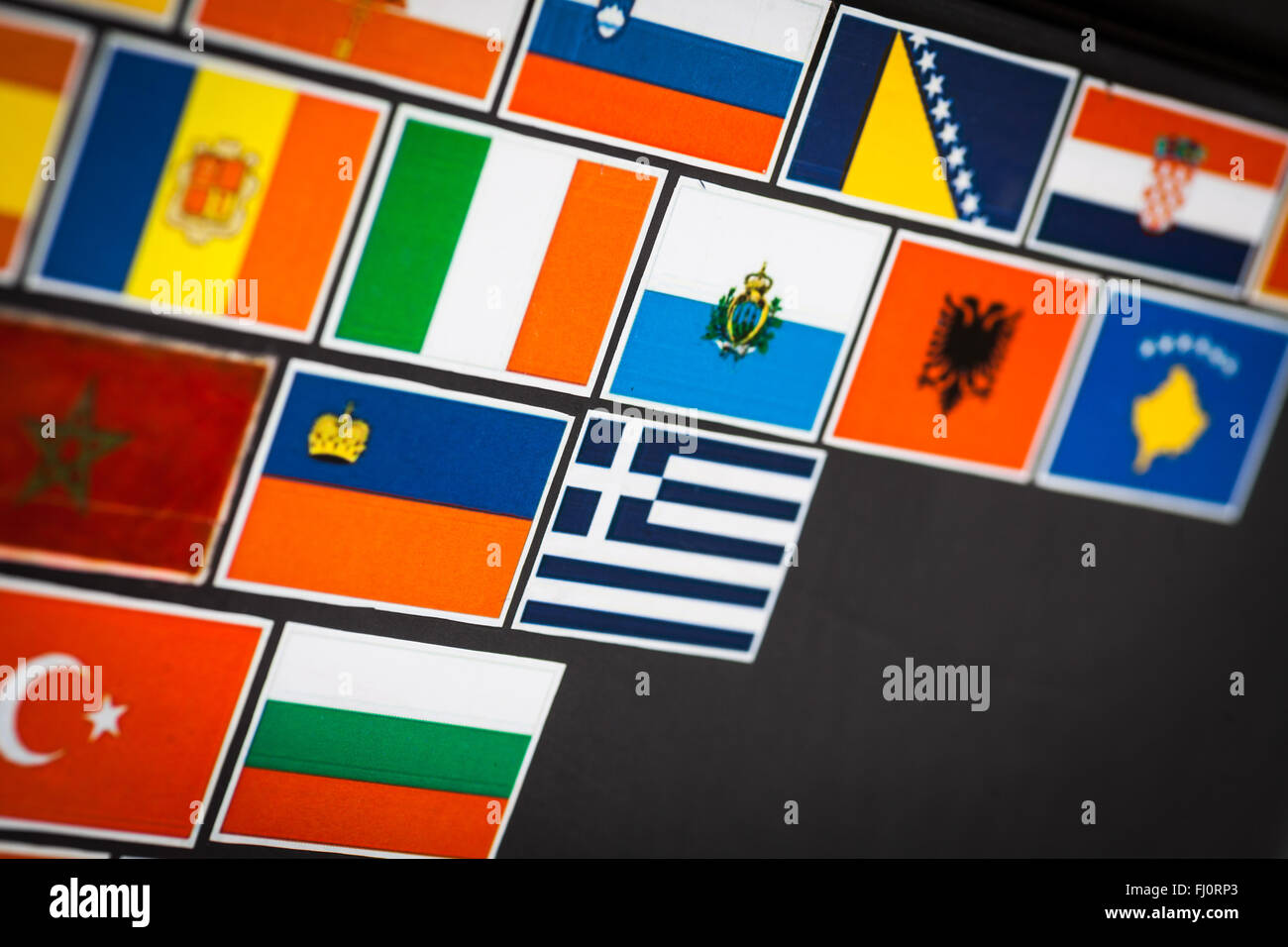 Color image of many country flags stickers Stock Photo - Alamy
