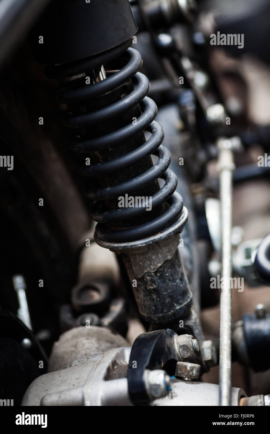 Color horizontal shot of a vintage motorcycle suspension Stock Photo ...