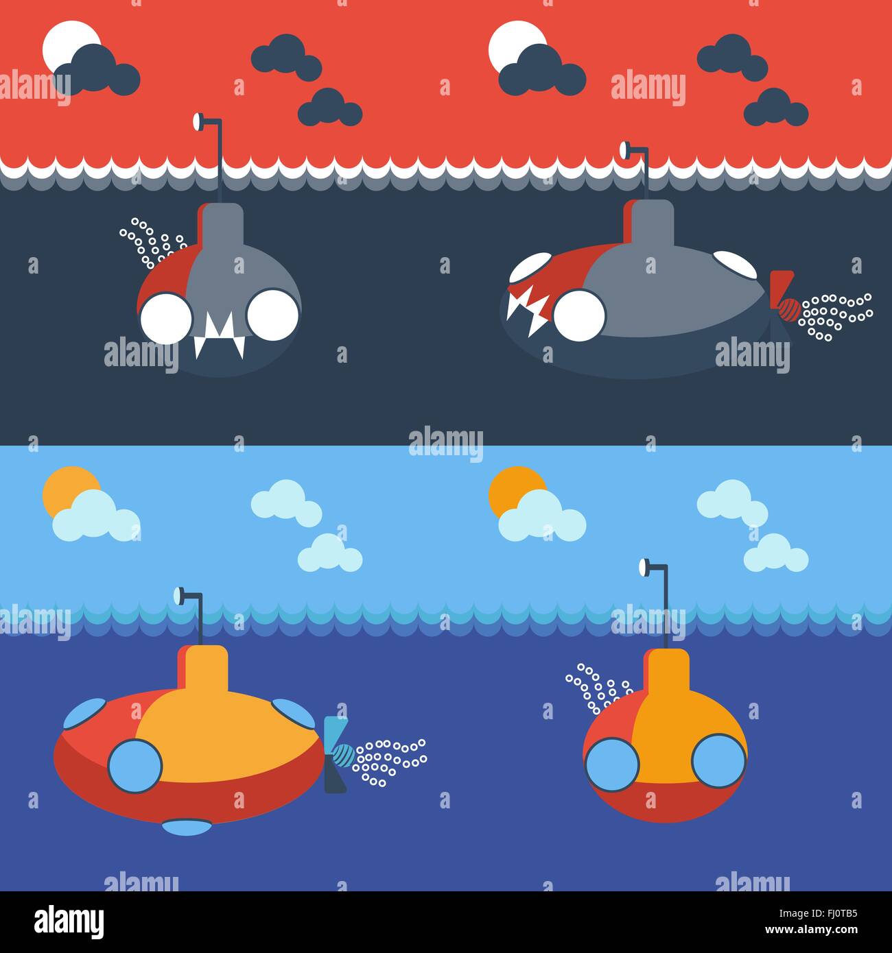 Submarine Underwater Side View