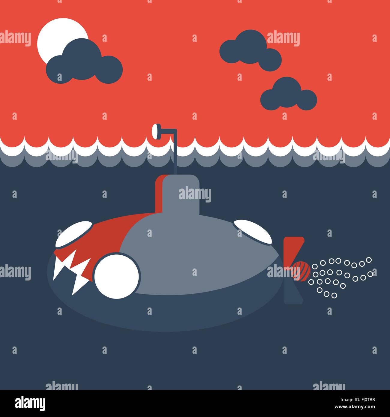 Submarine Underwater Side View