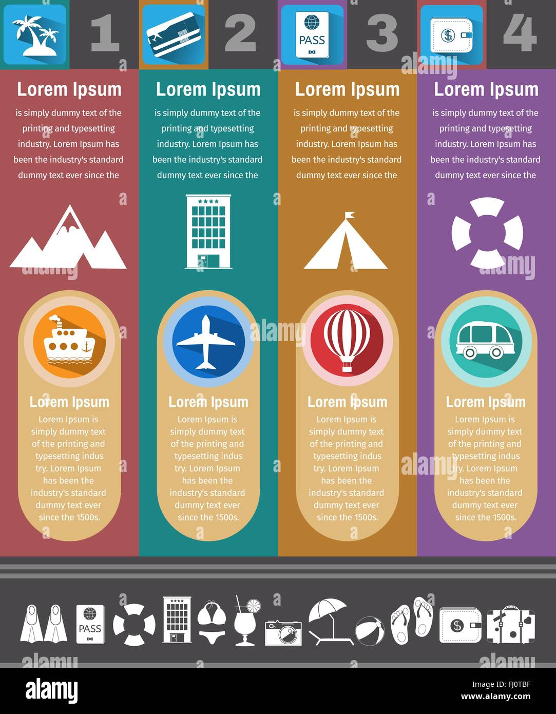 Colorful vacation planner flyer. Travel digital vector background ...