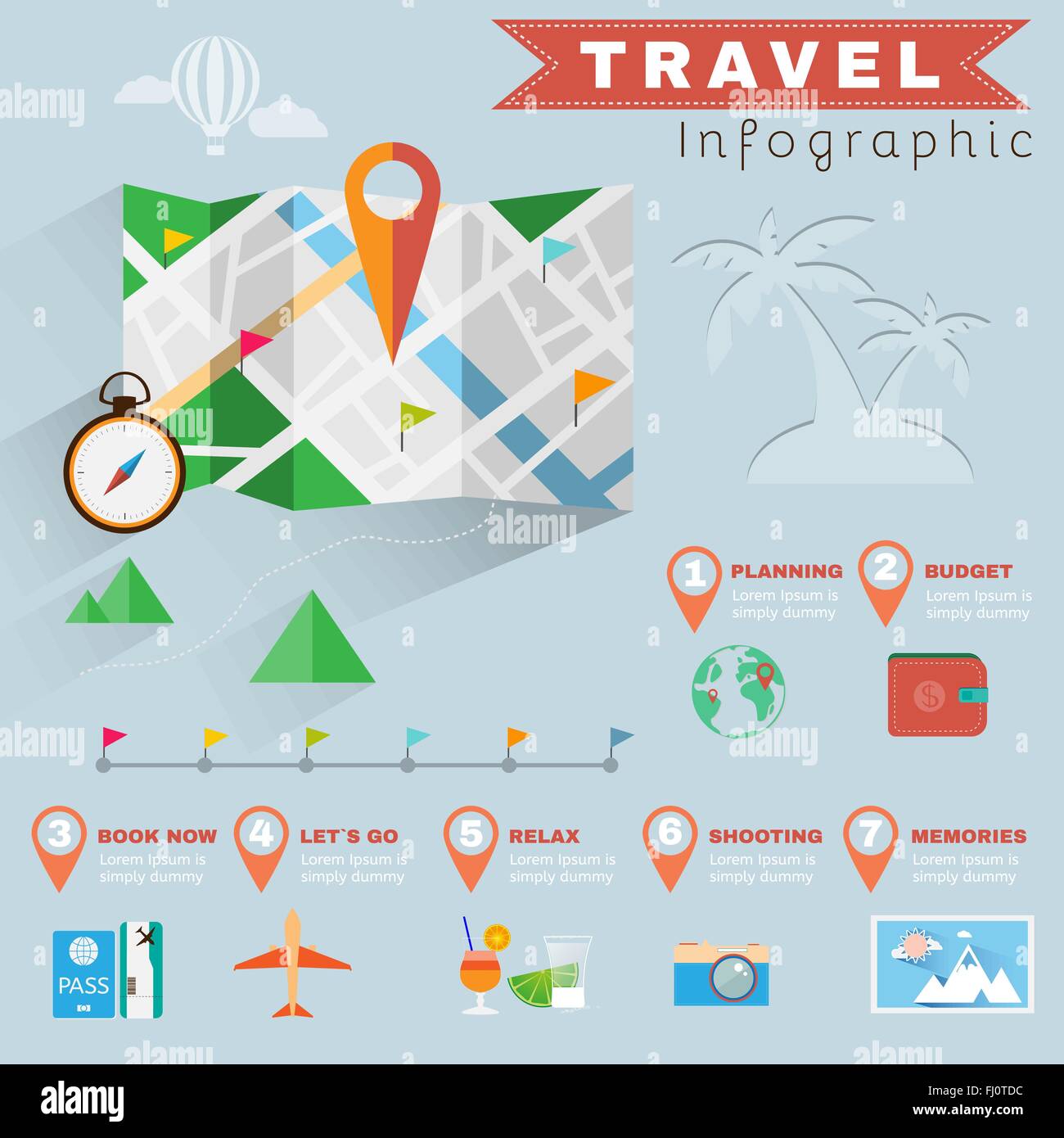Planning Travel Infographics. Colorful Illustration for a Flyer or a ...