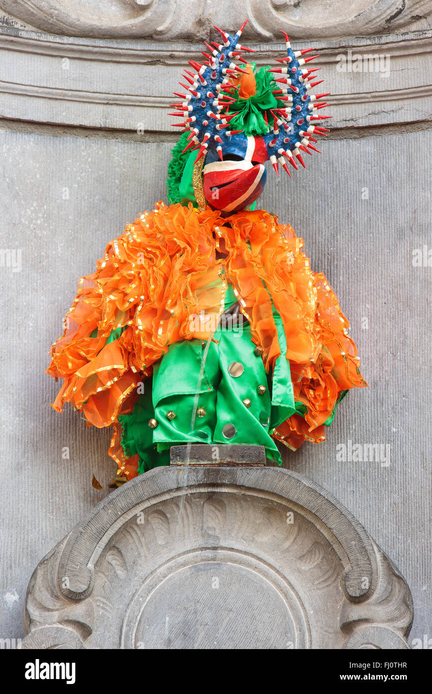 Manneken Pis Dressed In The National Carnival Costume Of The