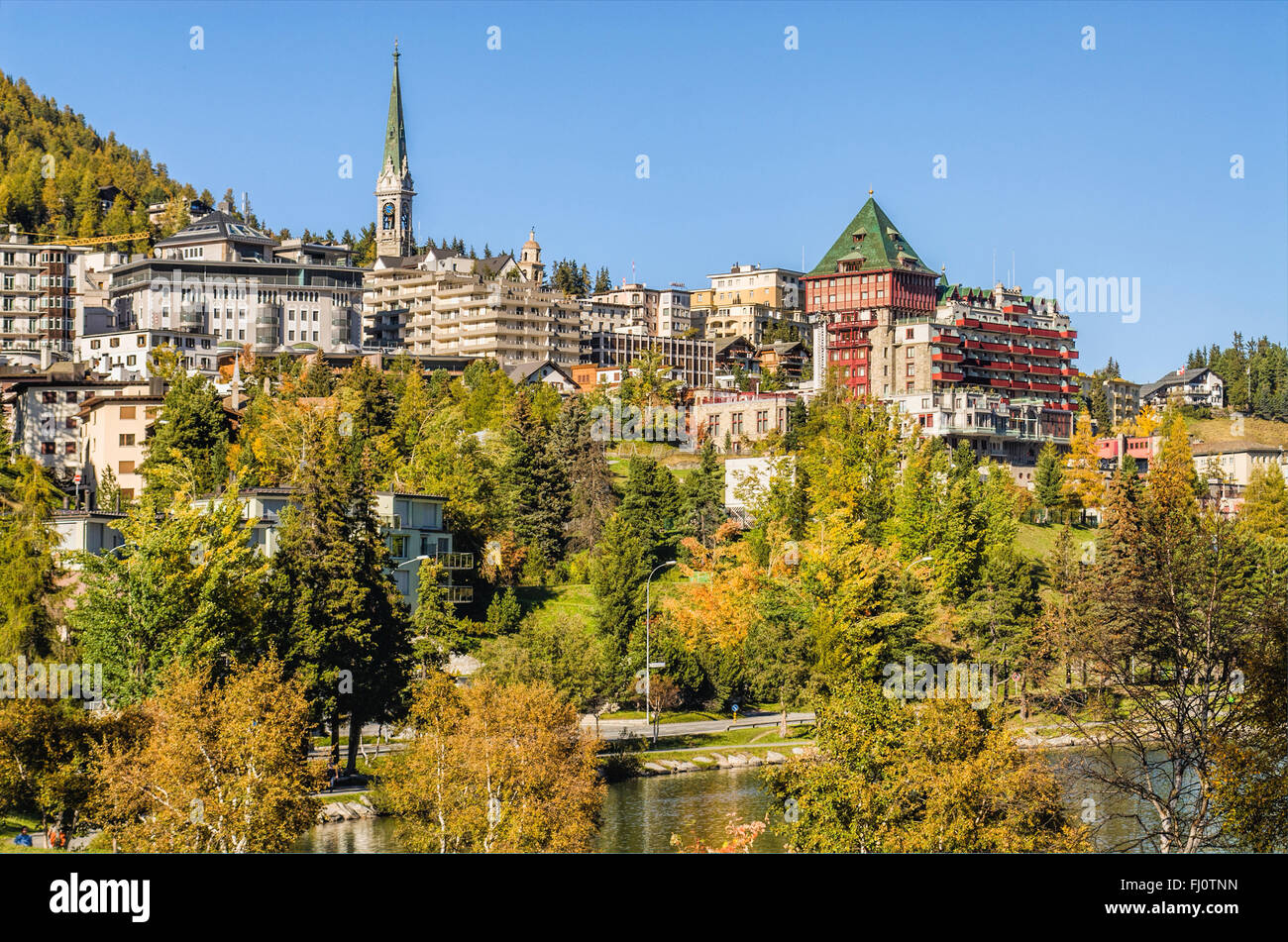 St.Moritz Village in Autumn, Upper Engadine Valley, Switzerland Stock ...