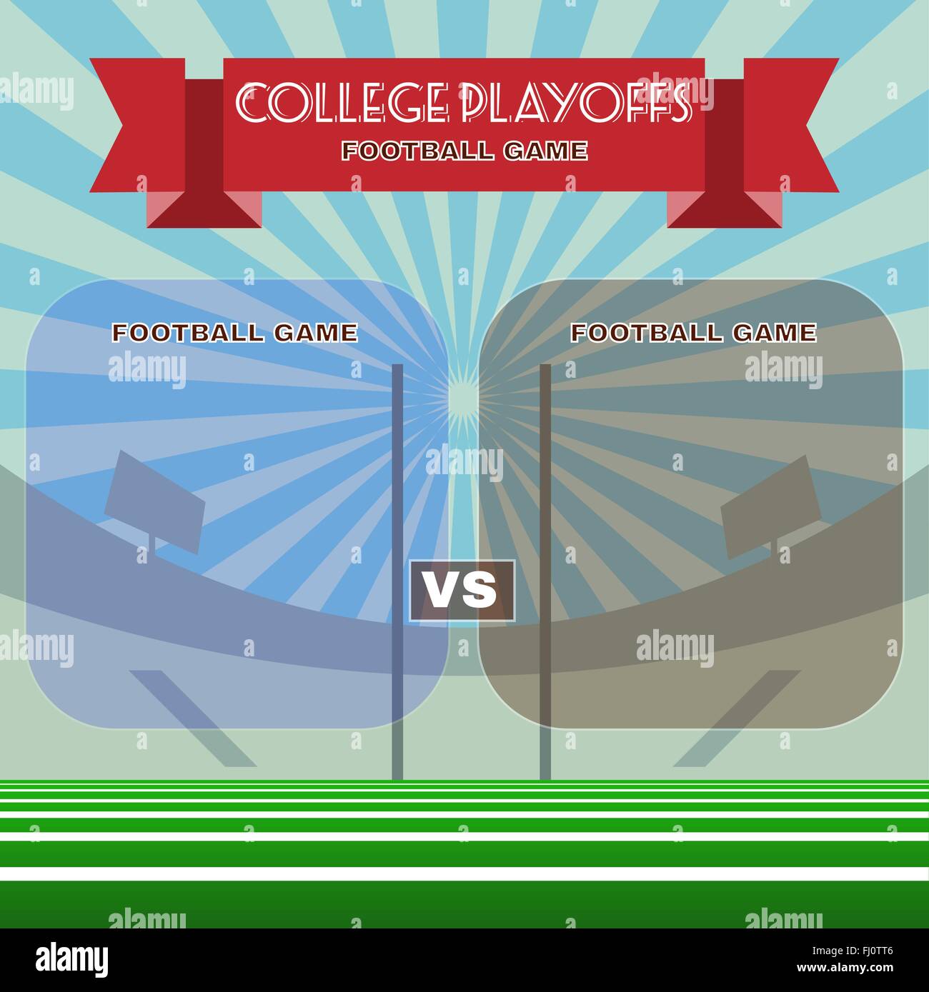 College playoffs. Team versus team. Information text boards. Digital ...
