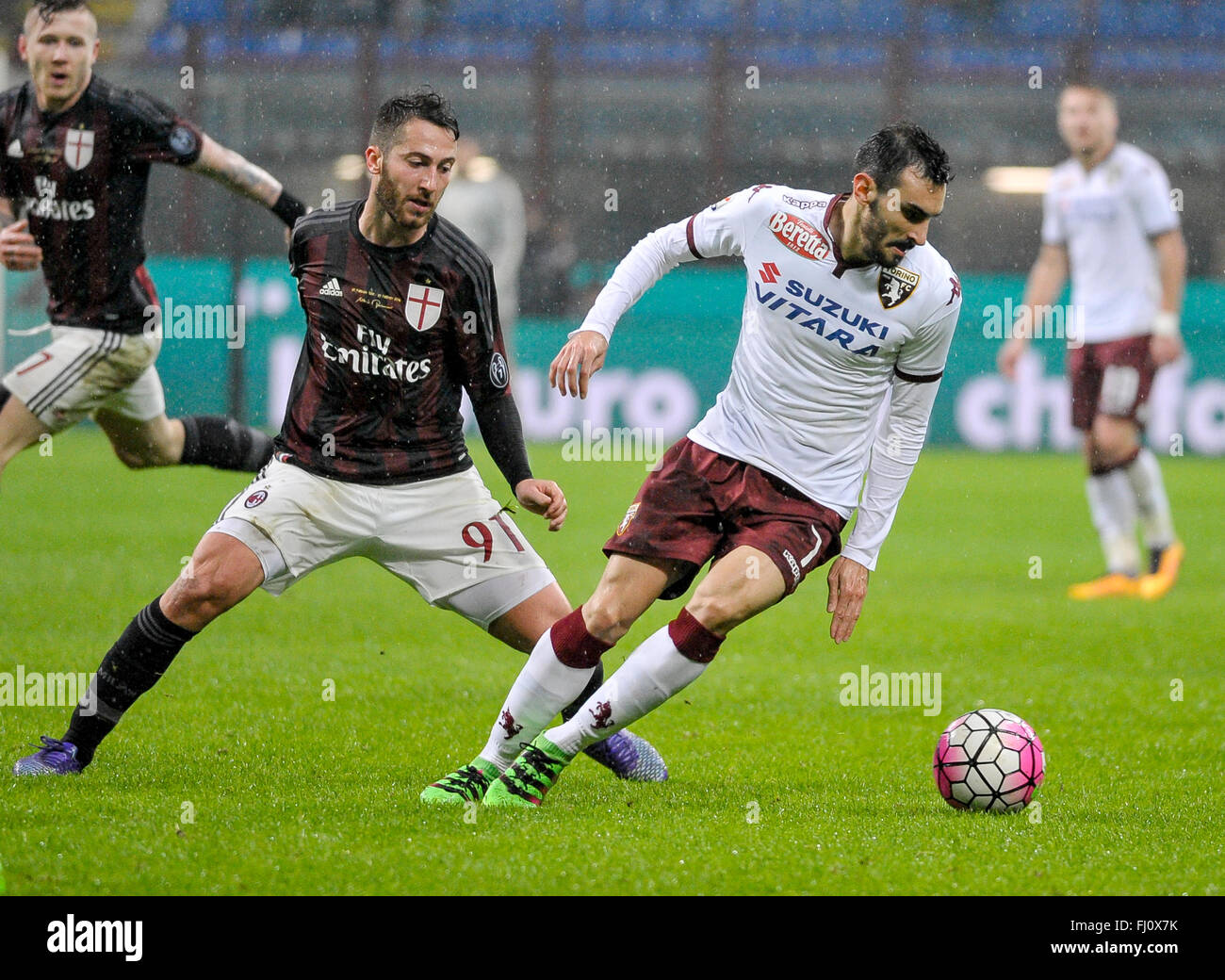 Milan, Italy. 27th Feb, 2016. Andrea Bertolacci and Davide Zappacosta ...