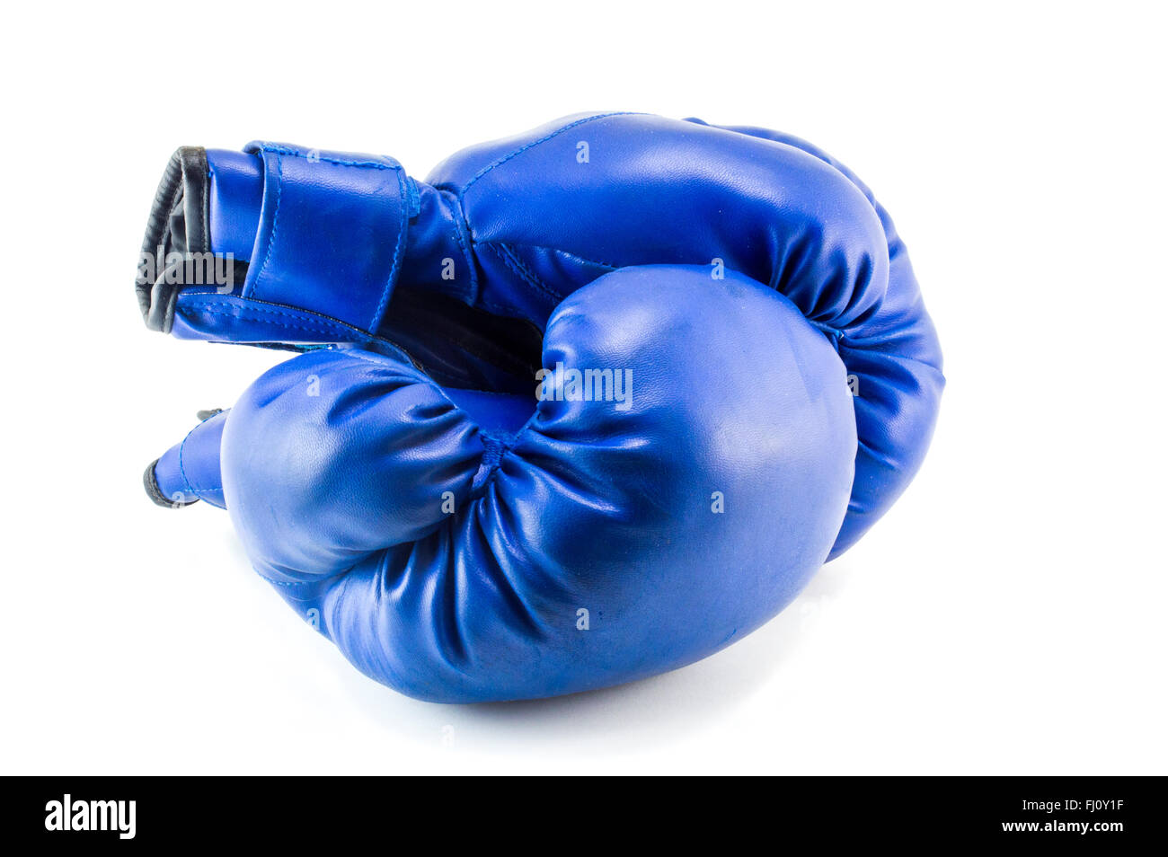 Blue boxing gloves isolated on white Stock Photo - Alamy