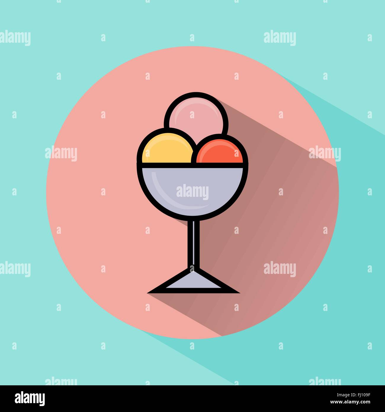 Colorful ice cream in bowl icon. Doodle. Summer treats concept. Digital ...