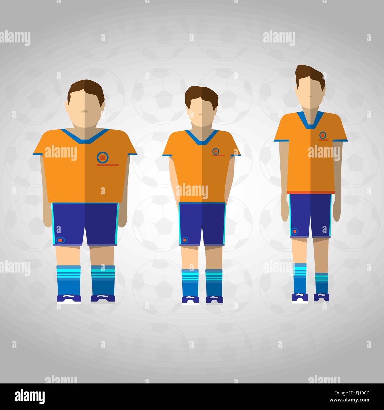 Team of Three Football or Soccer Players. Sportswear flat design. Three ...