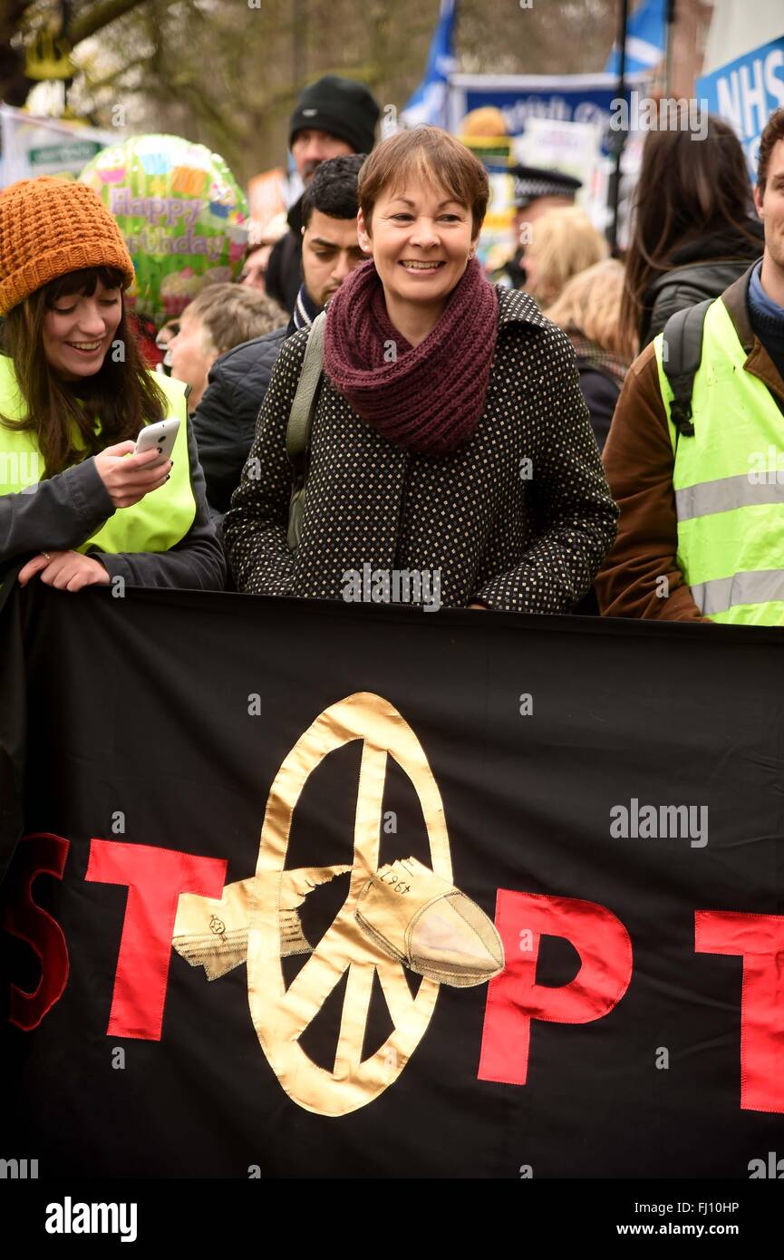 Caroline Lucas MP Green Party at the CND Anti Trident Protest rally ...