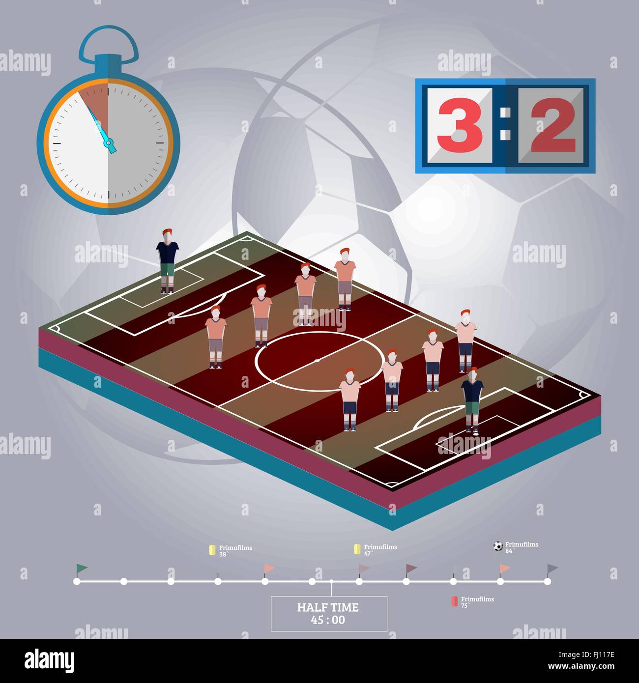 Soccer Stadium Playfield Side View. Strategic Planning Football Match ...