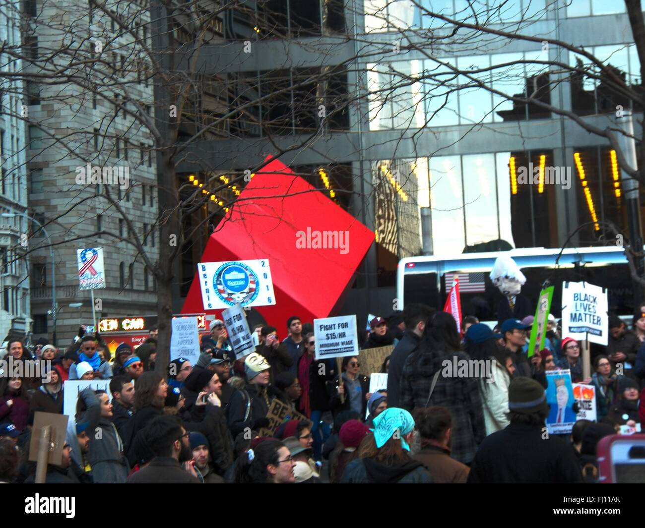 New York, US. 28th Feb, 2016. Bernie Sanders Rally in Zuccotti Park New ...