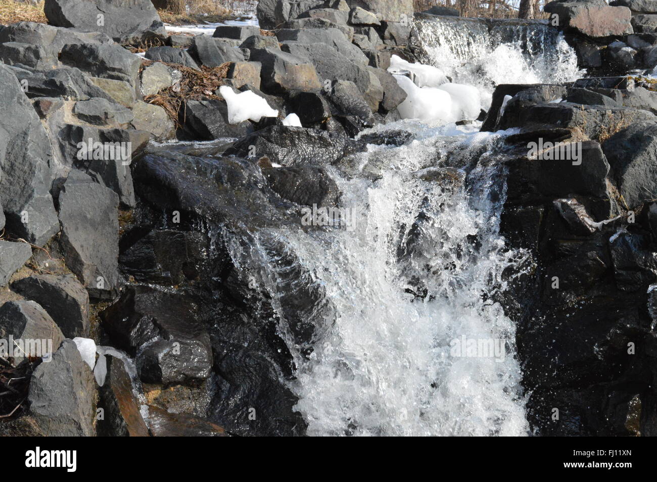 Waterfall During Winter Stock Photo - Alamy
