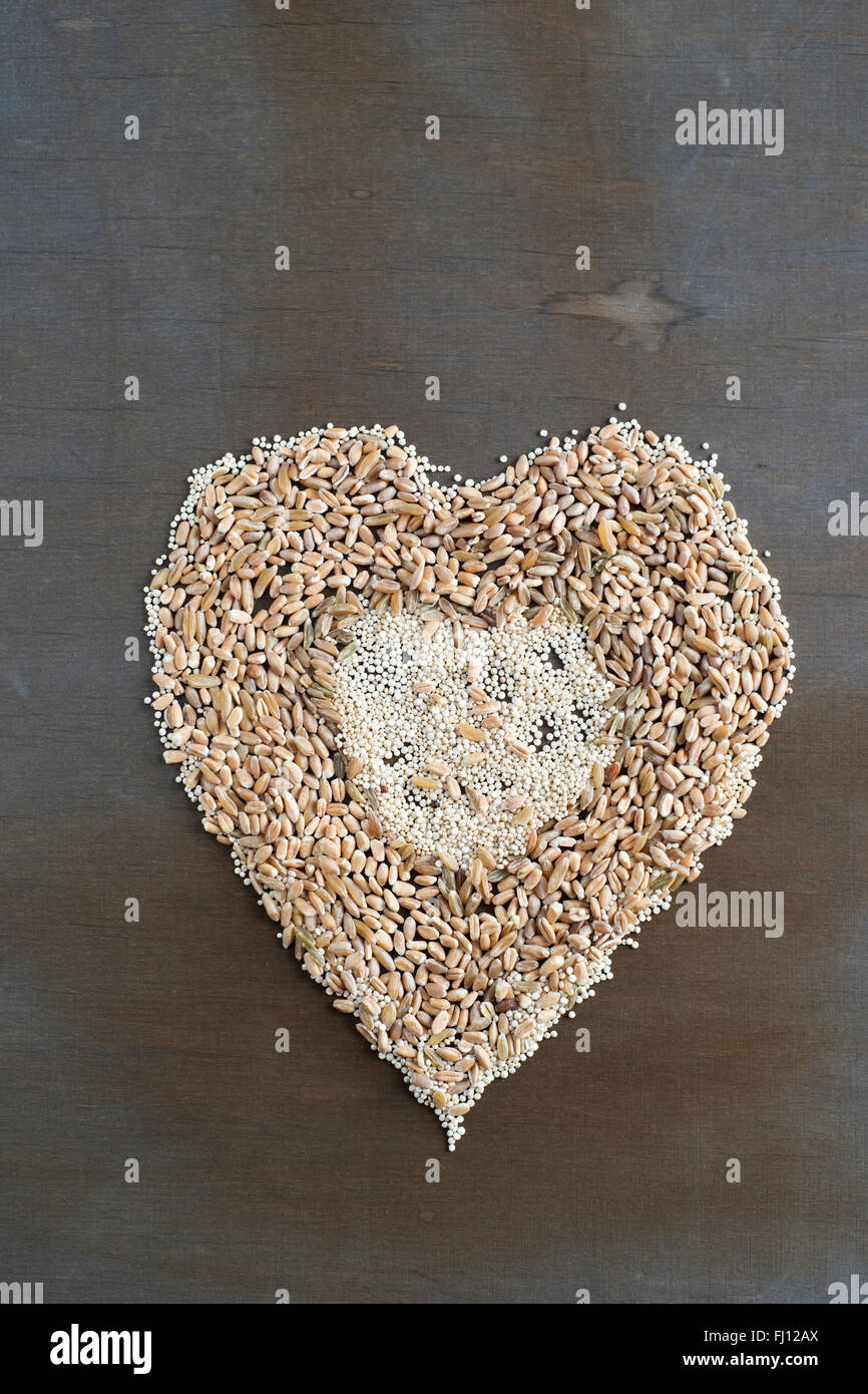 Different grains building a heart Stock Photo - Alamy