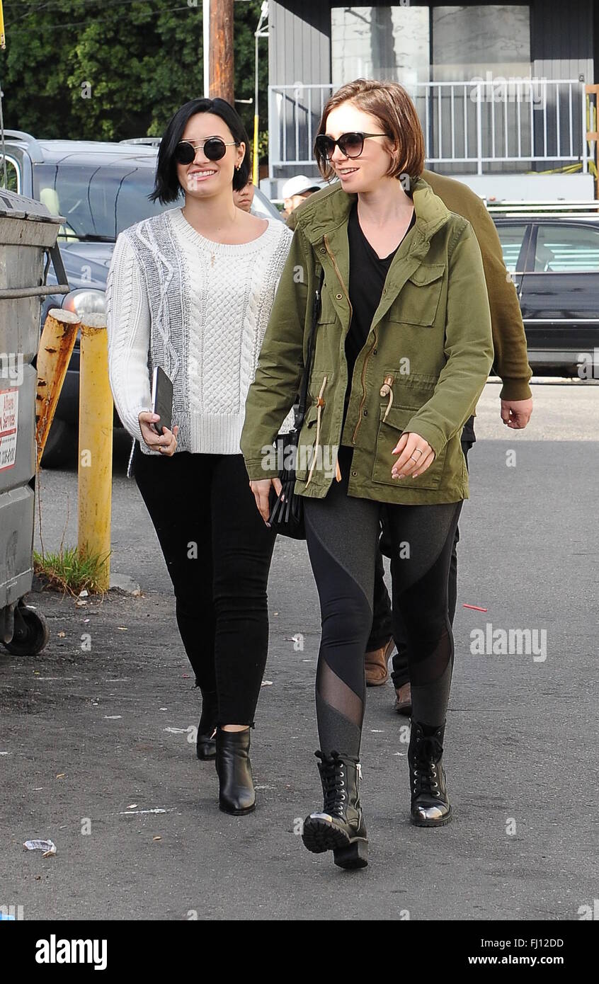 Lily Collins and Demi Lovato leaving La Conversation after lunching ...