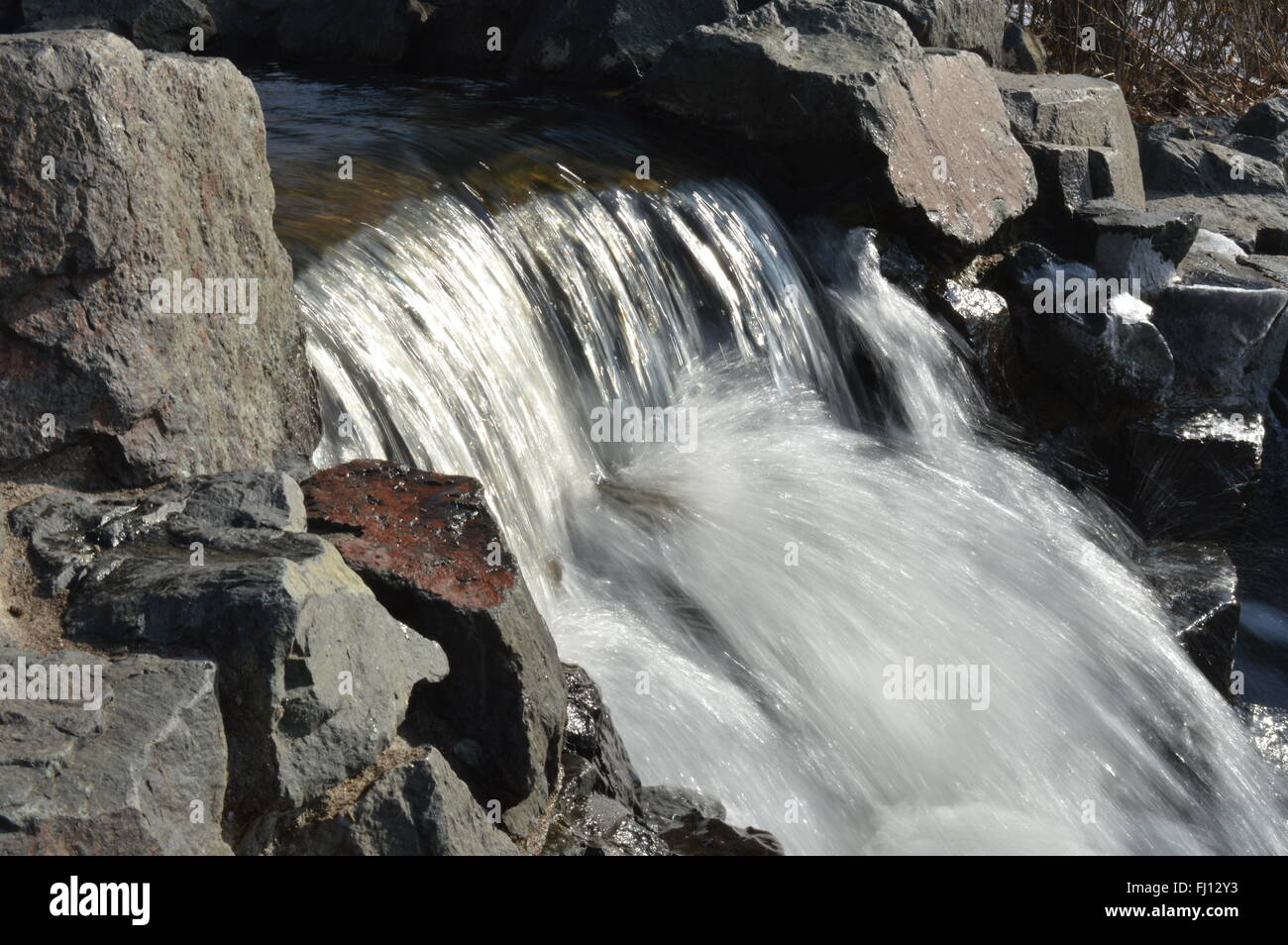 Waterfall During Winter Stock Photo - Alamy