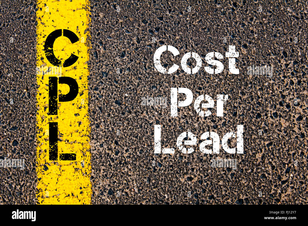 Concept image of Business Acronym CPL Cost Per Lead written over road ...