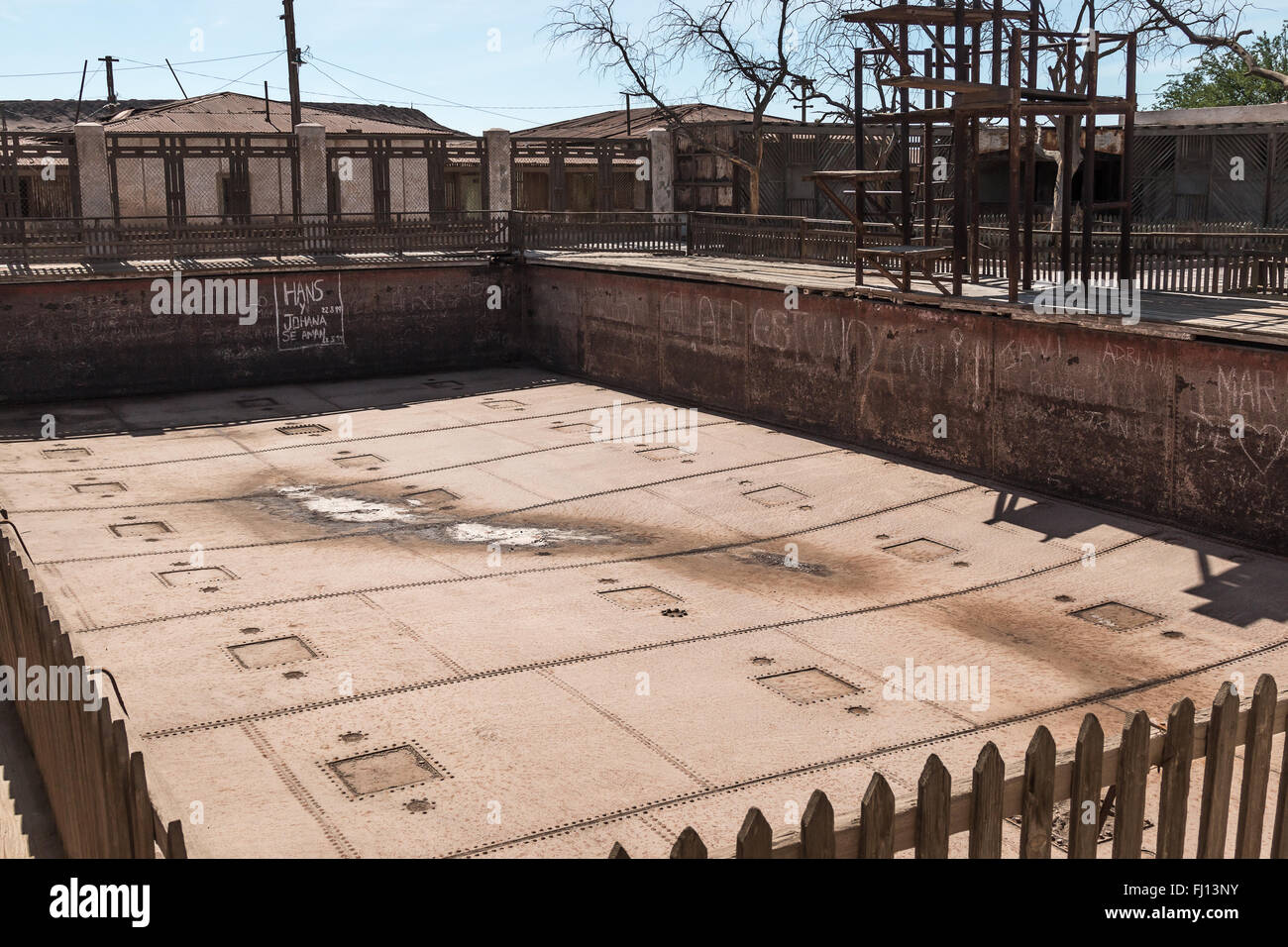 Abandoned swimming pool in Humberstone, a former nitrate mining and ...