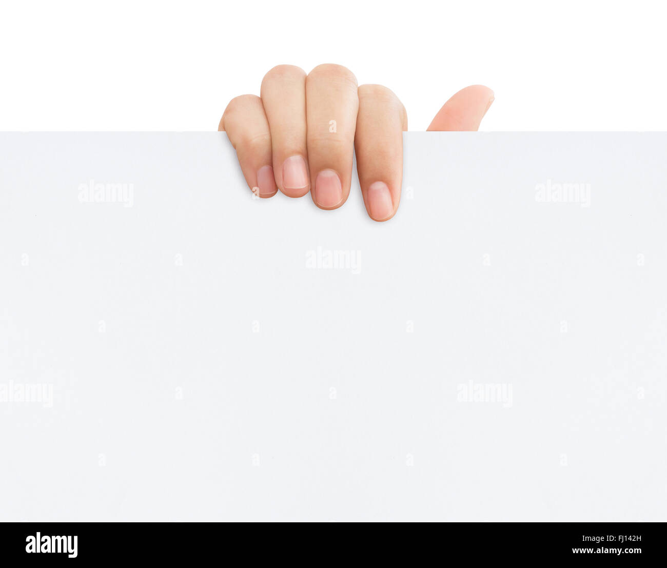 Hand holding blank banner hi-res stock photography and images - Alamy