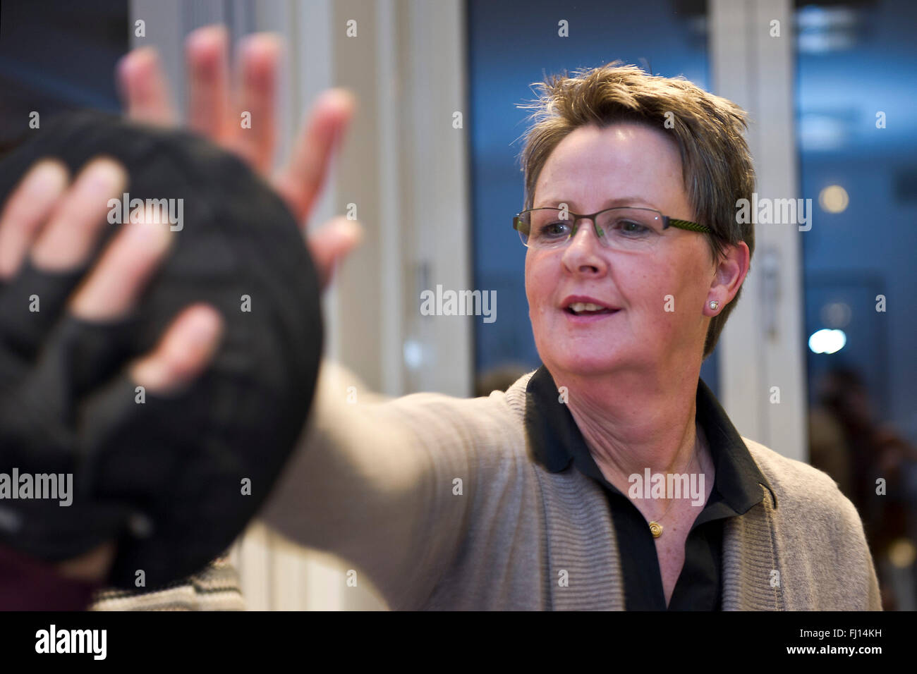 Munich, Germany. 23rd Feb, 2016. Alexandra takes part in a police self ...