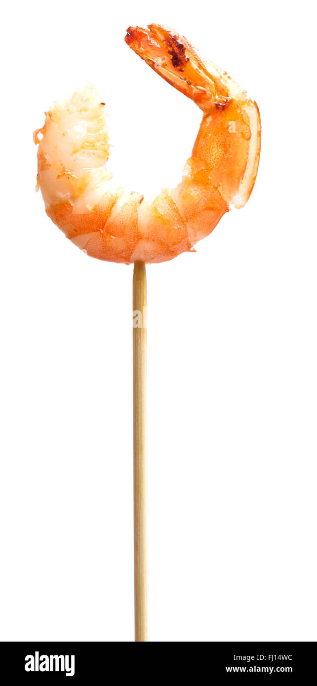 grilled shrimp on stick isolated on white background Stock Photo - Alamy