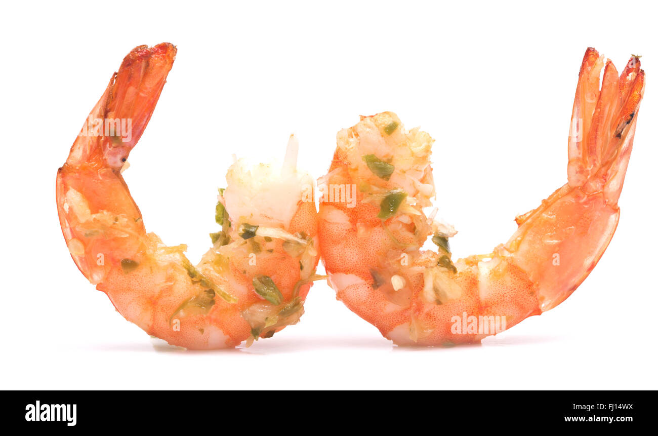 two grilled shrimps isolated on white background Stock Photo - Alamy