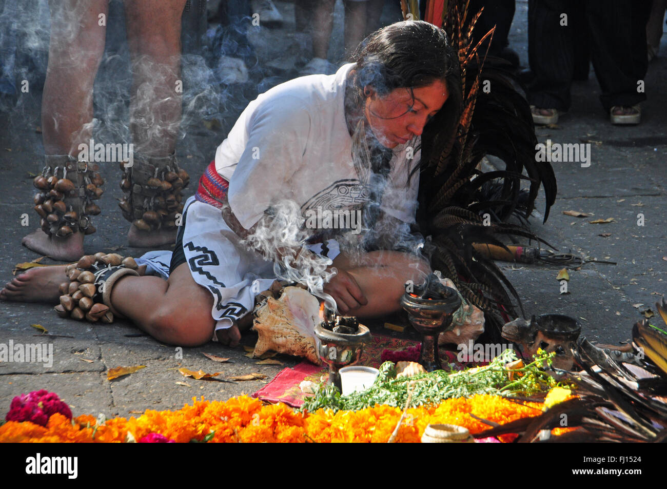 Mayan Indian Ritual in Mexico Stock Photo - Alamy