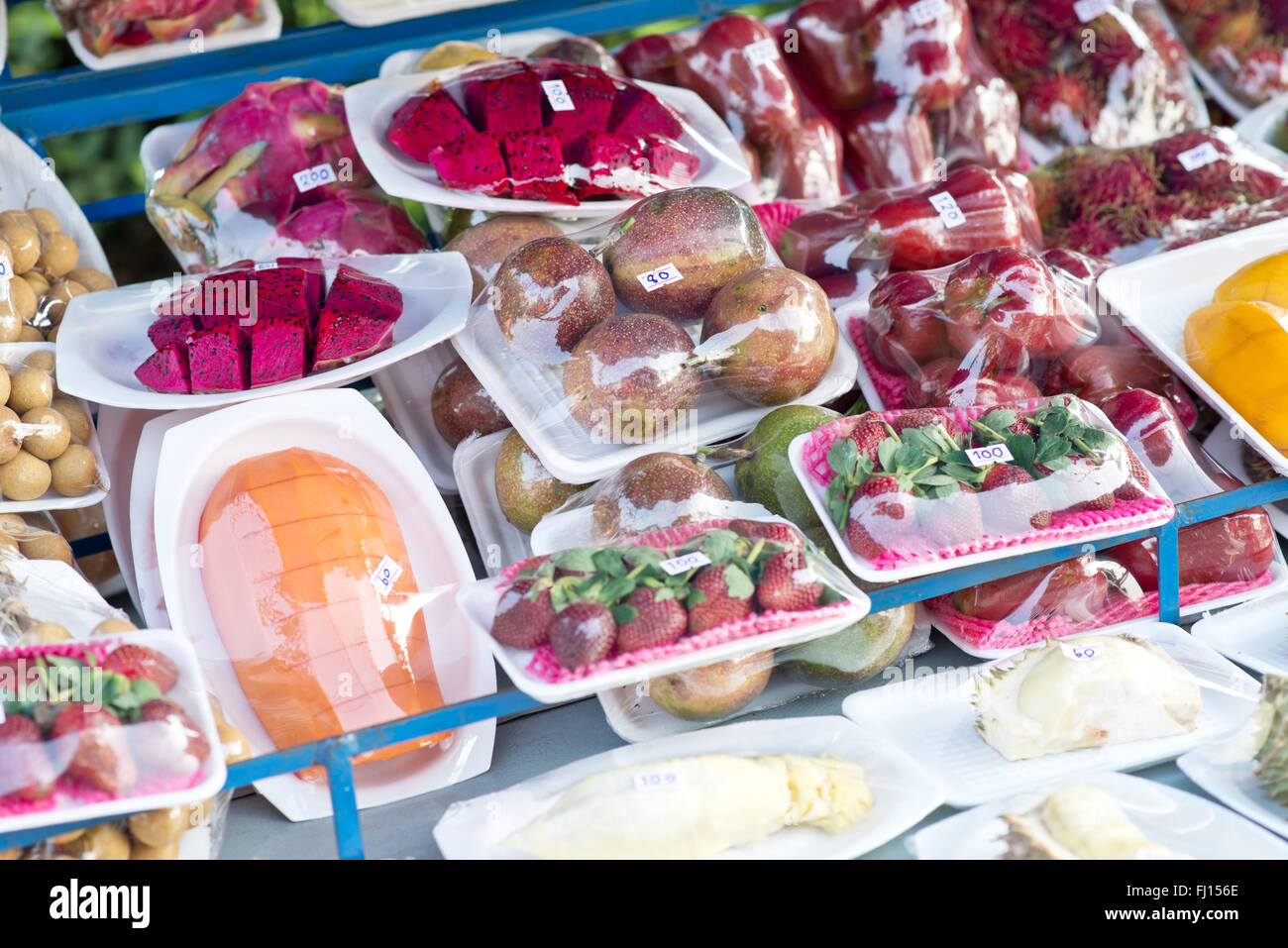 close up of fresh fruits in packing Stock Photo - Alamy