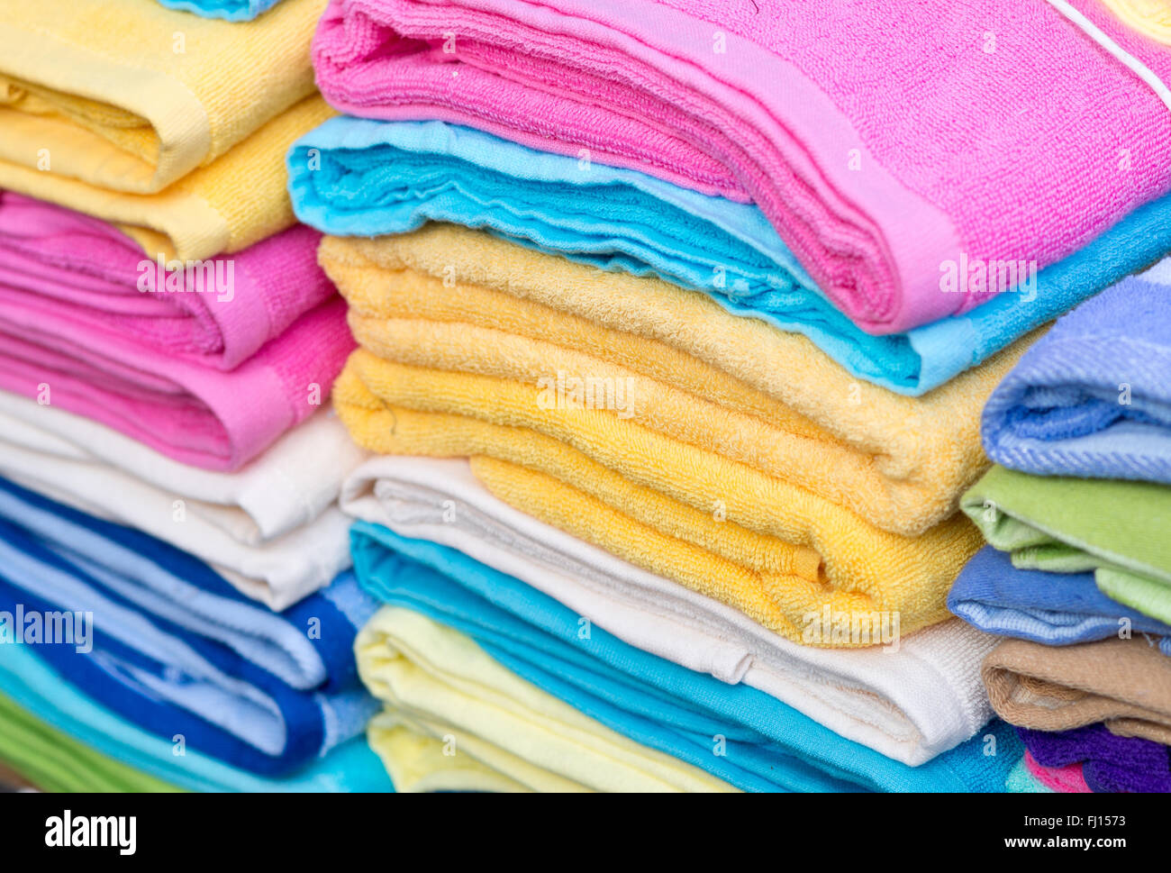 close up shot of new color towels Stock Photo - Alamy