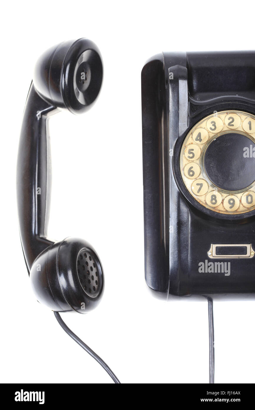old vintage phone with rotary dial isolated on white background Stock ...