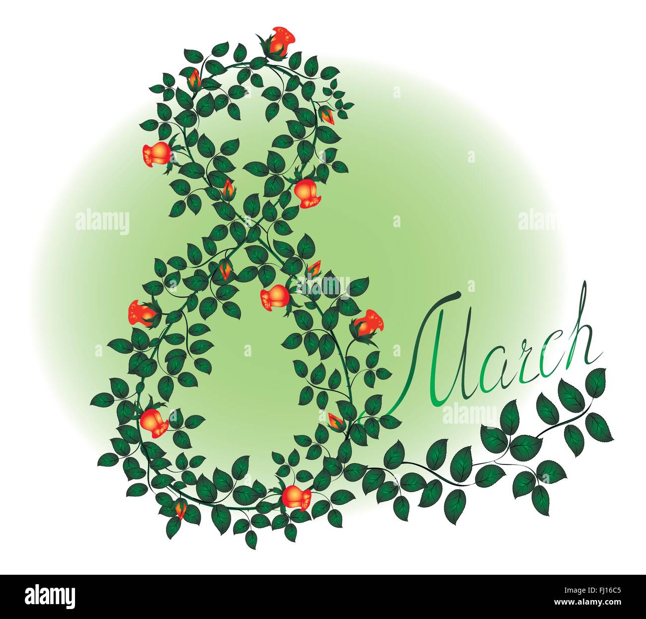 Greeting card on March 8 with roses. EPS10 vector illustration Stock ...